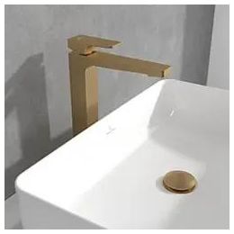 Villeroy & Boch Villeroy und Boch Architectura Square Waschtischarmatur TVW12500200076 erhöht, mit Push-Open-Ablaufgarnitur, brushed gold