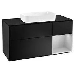 Villeroy & Boch Villeroy und Boch Finion Waschtischunterschrank F302GJPD 120cm, Abdeckplatte black matt, Regal rechts Light grey matt, Black matt lacquer