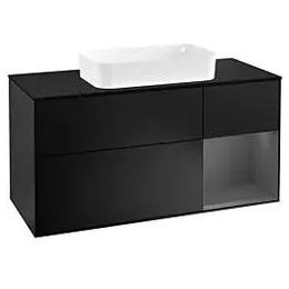 Villeroy & Boch Villeroy und Boch Finion Waschtischunterschrank F302GKPD 120cm, Abdeckplatte black matt, Regal rechts Anthracite matt, Black matt lacquer