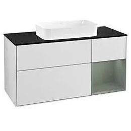 Villeroy & Boch Villeroy und Boch Finion Waschtischunterschrank F302GMMT 120cm, Abdeckplatte black matt, Regal rechts Olive Matt Lacquer, White matt lacquer