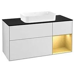 Villeroy & Boch Villeroy und Boch Finion Waschtischunterschrank F302HFMT 120cm, Abdeckplatte black matt, Regal rechts Gold matt, White matt lacquer