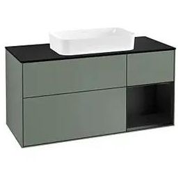 Villeroy & Boch Villeroy und Boch Finion Waschtischunterschrank F302PDGM 120cm, Abdeckplatte black matt, Regal rechts Black matt lacquer, Olive Matt Lacquer