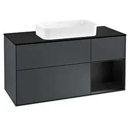 Villeroy & Boch Villeroy und Boch Finion Waschtischunterschrank F302PDHG 120cm, Abdeckplatte black matt, Regal rechts Black matt lacquer, Midnight Blue Matt Lacquer