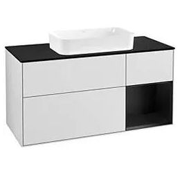 Villeroy & Boch Villeroy und Boch Finion Waschtischunterschrank F302PDMT 120cm, Abdeckplatte black matt, Regal rechts Black matt lacquer, White matt lacquer