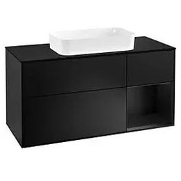 Villeroy & Boch Villeroy und Boch Finion Waschtischunterschrank F302PDPD 120cm, Abdeckplatte black matt, Regal rechts Black matt lacquer, Black matt lacquer