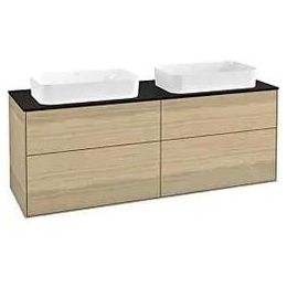 Villeroy & Boch Villeroy und Boch Finion Waschtischunterschrank F31200PC 160x60,3cm, Abdeckplatte black matt, Oak Veneer