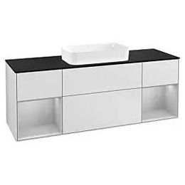 Villeroy & Boch Villeroy und Boch Finion Waschtischunterschrank F332GJMT 160x60,3cm, Abdeckplatte black matt, Regale Light grey matt lacquer, White matt lacquer