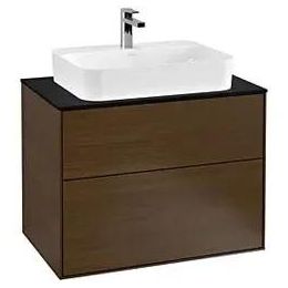 Villeroy & Boch Villeroy und Boch Finion Waschtischunterschrank F34200GN 80x60,3cm, Abdeckplatte black matt, Walnut veneer