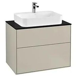 Villeroy & Boch Villeroy und Boch Finion Waschtischunterschrank F34200HH 80x60,3cm, Abdeckplatte black matt, Sand Matt Lacquer