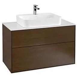 Villeroy & Boch Villeroy und Boch Finion Waschtischunterschrank F35100GN 100x60,3cm, Abdeckplatte white matt, Walnut veneer