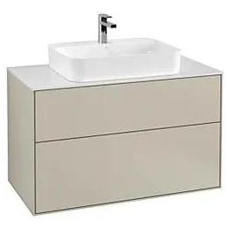 Villeroy & Boch Villeroy und Boch Finion Waschtischunterschrank F35100HH 100x60,3cm, Abdeckplatte white matt, Sand Matt Lacquer