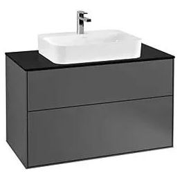 Villeroy & Boch Villeroy und Boch Finion Waschtischunterschrank F35200GK 100x60,3cm, Abdeckplatte black matt, Anthracite matt