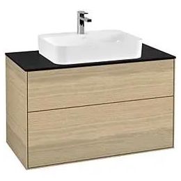 Villeroy & Boch Villeroy und Boch Finion Waschtischunterschrank F35200PC 100x60,3cm, Abdeckplatte black matt, Oak Veneer