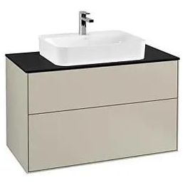 Villeroy & Boch Villeroy und Boch Finion Waschtischunterschrank F35200HH 100x60,3cm, Abdeckplatte black matt, Sand Matt Lacquer