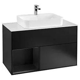 Villeroy & Boch Villeroy und Boch Finion Waschtischunterschrank F361PDPD 100cm, Abdeckplatte white matt, Regal links Black matt lacquer, Black matt lacquer