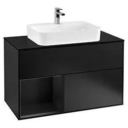 Villeroy & Boch Villeroy und Boch Finion Waschtischunterschrank F362PDPD 100cm, Abdeckplatte black matt, Regal links Black matt lacquer, Black matt lacquer