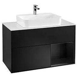 Villeroy & Boch Villeroy und Boch Finion Waschtischunterschrank F371PDPD 100cm, Abdeckplatte white matt, Regal rechts Black matt lacquer, Black matt lacquer