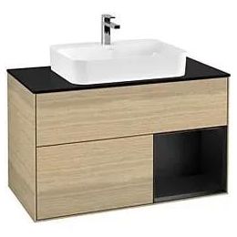 Villeroy & Boch Villeroy und Boch Finion Waschtischunterschrank F372PDPC 100cm, Abdeckplatte black matt, Regal rechts Black matt lacquer, Oak Veneer