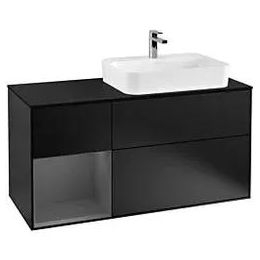 Villeroy & Boch Villeroy und Boch Finion Waschtischunterschrank F392GKPD 120cm, Abdeckplatte black matt, Regal links Anthracite matt, Black matt lacquer