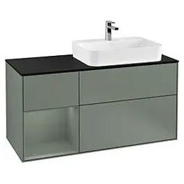 Villeroy & Boch Villeroy und Boch Finion Waschtischunterschrank F392GMGM 120cm, Abdeckplatte black matt, Regal links Olive Matt Lacquer, Olive Matt Lacquer