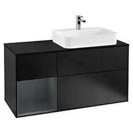 Villeroy & Boch Villeroy und Boch Finion Waschtischunterschrank F392HGPD 120cm, Abdeckplatte black matt, Regal links Midnight Blue Matt Lacquer, Black matt lacquer