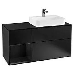 Villeroy & Boch Villeroy und Boch Finion Waschtischunterschrank F392PDPD 120cm, Abdeckplatte black matt, Regal links Black matt lacquer, Black matt lacquer