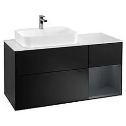 Villeroy & Boch Villeroy und Boch Finion Waschtischunterschrank F401HGPD 120cm, Abdeckplatte white matt, Regal rechts Midnight Blue Matt Lacquer, Black matt lacquer