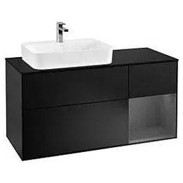 Villeroy & Boch Villeroy und Boch Finion Waschtischunterschrank F402GKPD 120cm, Abdeckplatte black matt, Regal rechts Anthracite matt, Black matt lacquer