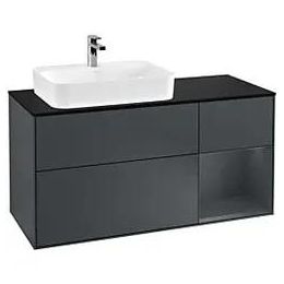 Villeroy & Boch Villeroy und Boch Finion Waschtischunterschrank F402HGHG 120cm, Abdeckplatte black matt, Regal rechts Midnight Blue Matt Lacquer, Midnight Blue Matt Lacquer