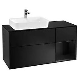 Villeroy & Boch Villeroy und Boch Finion Waschtischunterschrank F402PDPD 120cm, Abdeckplatte black matt, Regal rechts Black matt lacquer, Black matt lacquer