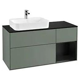 Villeroy & Boch Villeroy und Boch Finion Waschtischunterschrank F402PDGM 120cm, Abdeckplatte black matt, Regal rechts Black matt lacquer, Olive Matt Lacquer