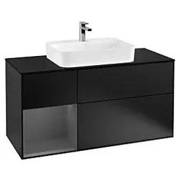 Villeroy & Boch Villeroy und Boch Finion Waschtischunterschrank F412GKPD 120cm, Abdeckplatte black matt, Regal links Anthracite matt, Black matt lacquer