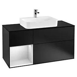 Villeroy & Boch Villeroy und Boch Finion Waschtischunterschrank F412MTPD 120cm, Abdeckplatte black matt, Regal links White matt lacquer, Black matt lacquer