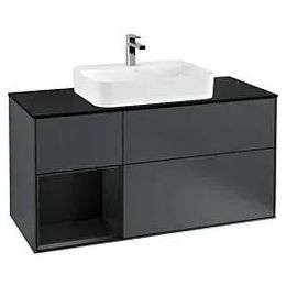 Villeroy & Boch Villeroy und Boch Finion Waschtischunterschrank F412PDHG 120cm, Abdeckplatte black matt, Regal links Black matt lacquer, Midnight Blue Matt Lacquer