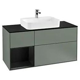 Villeroy & Boch Villeroy und Boch Finion Waschtischunterschrank F412PDGM 120cm, Abdeckplatte black matt, Regal links Black matt lacquer, Olive Matt Lacquer