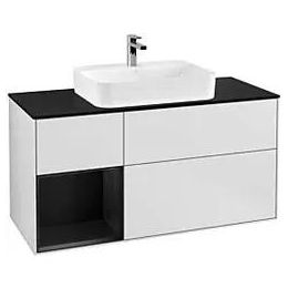 Villeroy & Boch Villeroy und Boch Finion Waschtischunterschrank F412PDMT 120cm, Abdeckplatte black matt, Regal links Black matt lacquer, White matt lacquer