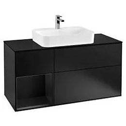 Villeroy & Boch Villeroy und Boch Finion Waschtischunterschrank F412PDPD 120cm, Abdeckplatte black matt, Regal links Black matt lacquer, Black matt lacquer