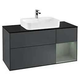 Villeroy & Boch Villeroy und Boch Finion Waschtischunterschrank F422GMHG 120cm, Abdeckplatte black matt, Regal rechts Olive Matt Lacquer, Midnight Blue Matt Lacquer