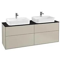 Villeroy & Boch Villeroy und Boch Finion Waschtischunterschrank F43200HH 160x60,3cm, Abdeckplatte black matt, Sand Matt Lacquer