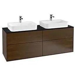 Villeroy & Boch Villeroy und Boch Finion Waschtischunterschrank F43200GN 160x60,3cm, Abdeckplatte black matt, Walnut veneer