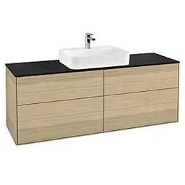 Villeroy & Boch Villeroy und Boch Finion Waschtischunterschrank F44200PC 160x60,3cm, Abdeckplatte black matt, Oak Veneer