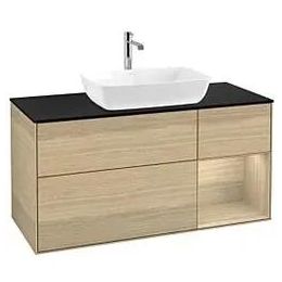 Villeroy & Boch Villeroy und Boch Finion Waschtischunterschrank G832PCPC 120cm, Abdeckplatte black matt, Emotion, Regale Oak Veneer, Oak Veneer