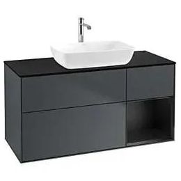 Villeroy & Boch Villeroy und Boch Finion Waschtischunterschrank G832PDHG 120cm, Abdeckplatte black matt, Emotion, Regale Black matt lacquer, Midnight Blue Matt Lacquer