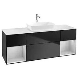 Villeroy & Boch Villeroy und Boch Finion Waschtischunterschrank G861GJPD 160cm, Abdeckplatte white matt, Emotion, Regale Light grey matt lacquer, Black matt lacquer