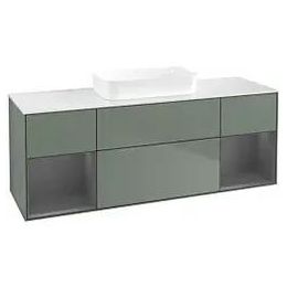 Villeroy & Boch Villeroy und Boch Finion Waschtischunterschrank F741GKGM 160x60,3x50,1cm, Regale Anthracite matt lacquer, Olive Matt Lacquer