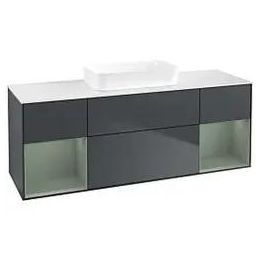 Villeroy & Boch Villeroy und Boch Finion Waschtischunterschrank F741GMHG 160x60,3x50,1cm, Regale Olive matt lacquer, Midnight Blue Matt Lacquer