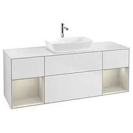 Villeroy & Boch Villeroy und Boch Finion Waschtischunterschrank G861HHMT 160cm, Abdeckplatte white matt, Emotion, Regale sand matt lacquer, White matt lacquer