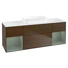 Villeroy & Boch Villeroy und Boch Finion Waschtischunterschrank F741GMGN 160x60,3x50,1cm, Regale Olive matt lacquer, Walnut veneer