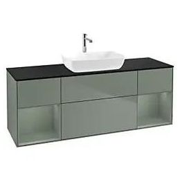 Villeroy & Boch Villeroy und Boch Finion Waschtischunterschrank G862GMGM 160cm, Abdeckplatte black matt, Emotion, Regale Olive matt lacquer, Olive Matt Lacquer