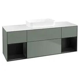 Villeroy & Boch Villeroy und Boch Finion Waschtischunterschrank F741PDGM 160x60,3x50,1cm, Regale Black matt lacquer, Olive Matt Lacquer